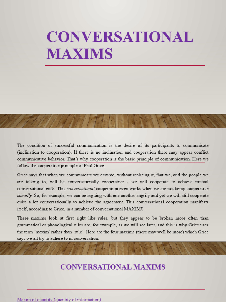Lecture 11. Conversational Maxims | PDF | The Importance Of Being Earnest