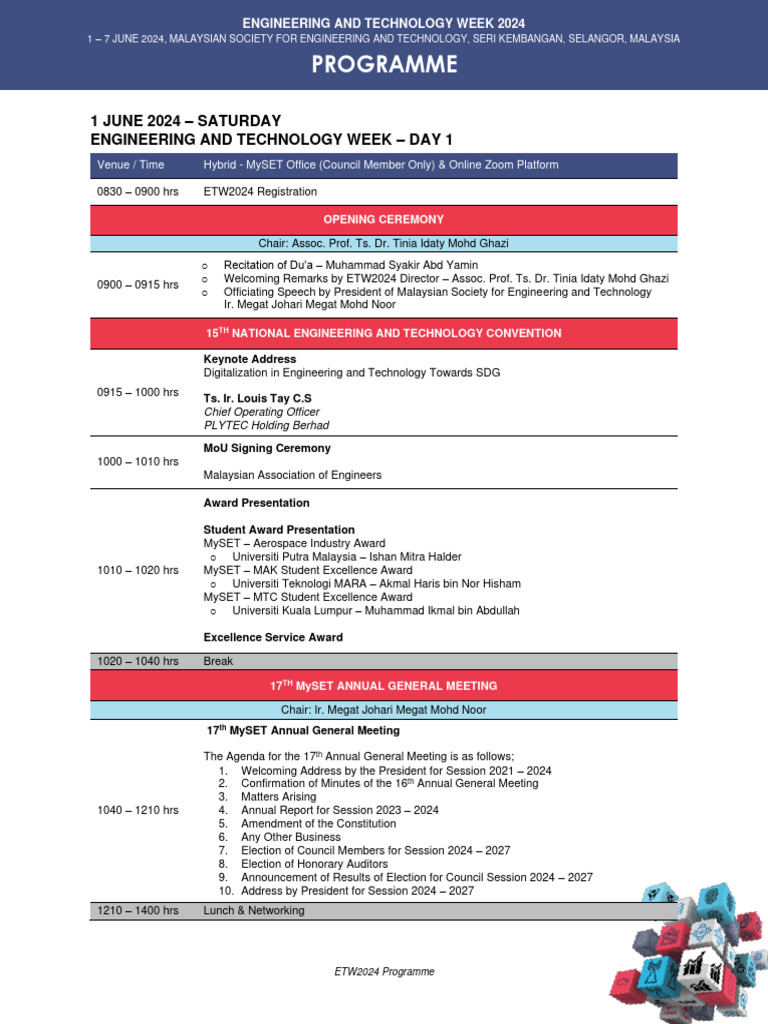 ETW2024 Full Schedule | PDF