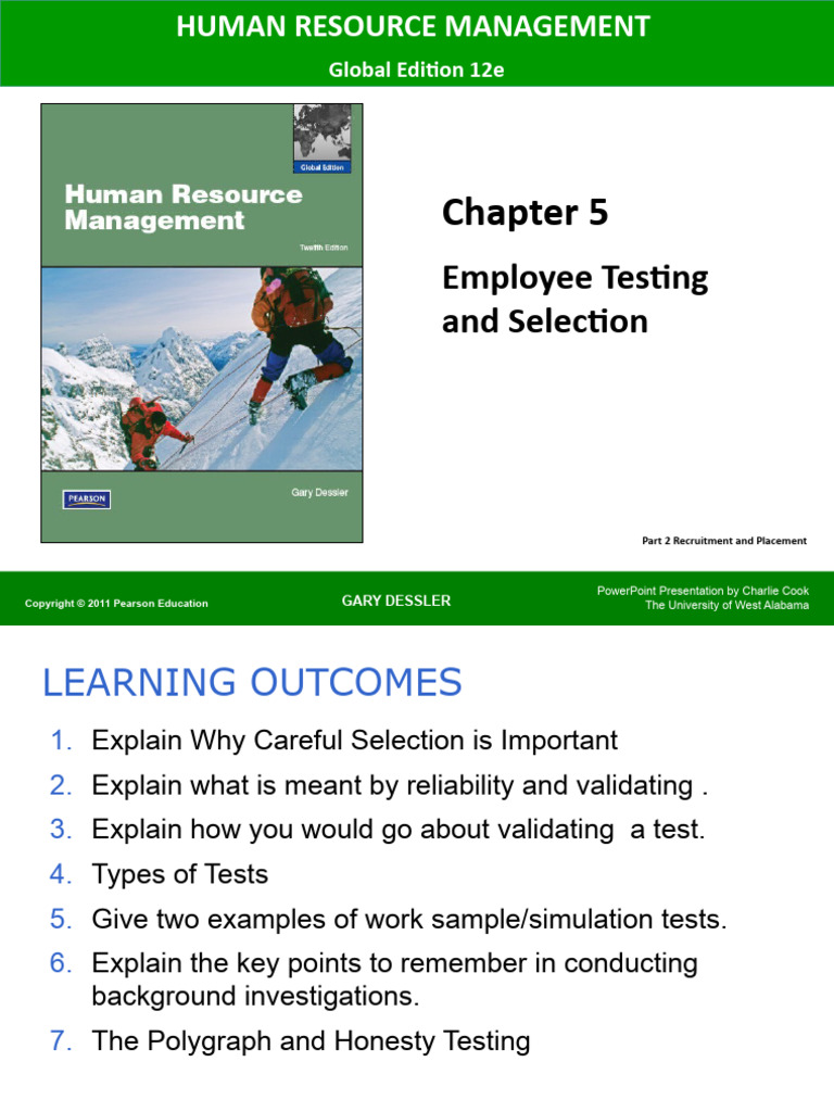 Chapter Five - Employee Testing and Selection | PDF | Background Check ...