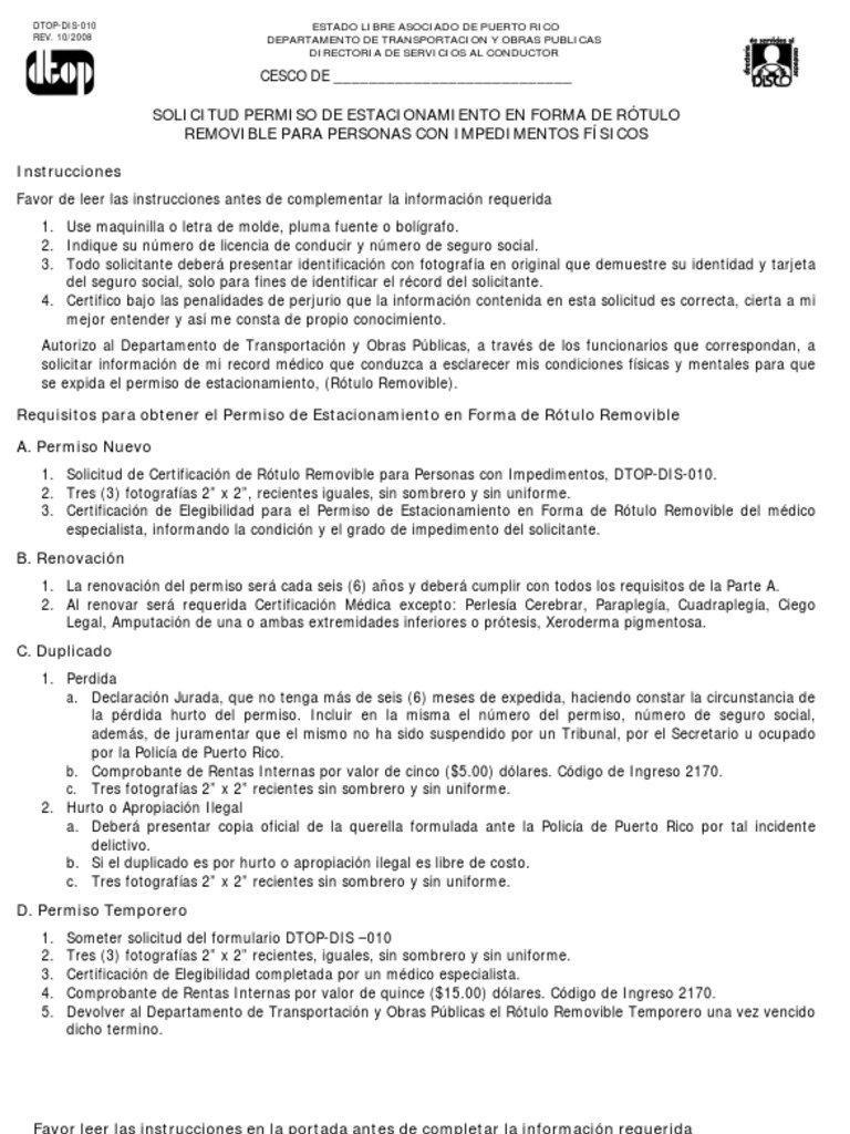 Formula Rio Rotulo Carnet Impedido | Descargar gratis PDF | Puerto Rico ...
