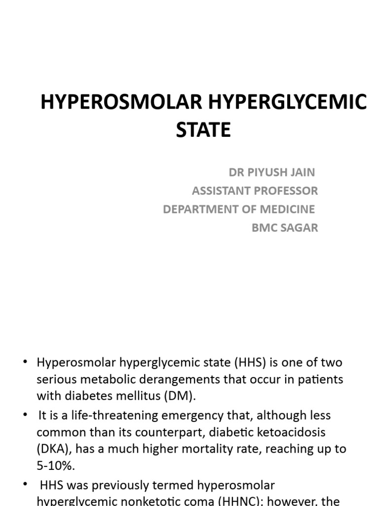 Hyperosmolar Hyperglycemic State Presentation | Download Free PDF ...