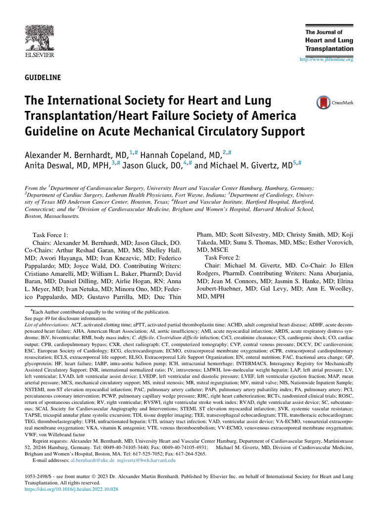 2023 Guideline JointStatement ISHLT HFSA MCSGuideline | PDF | Myocardial Infarction | Shock ...
