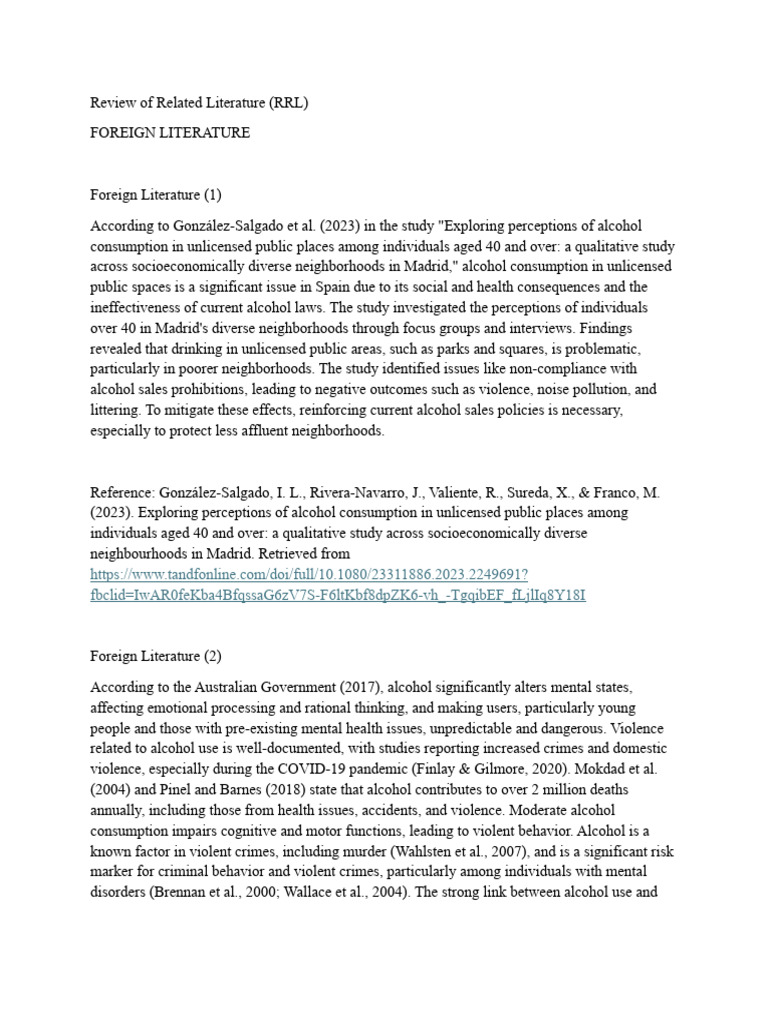 RRL Now | PDF | Alcoholism | Alcohol Abuse