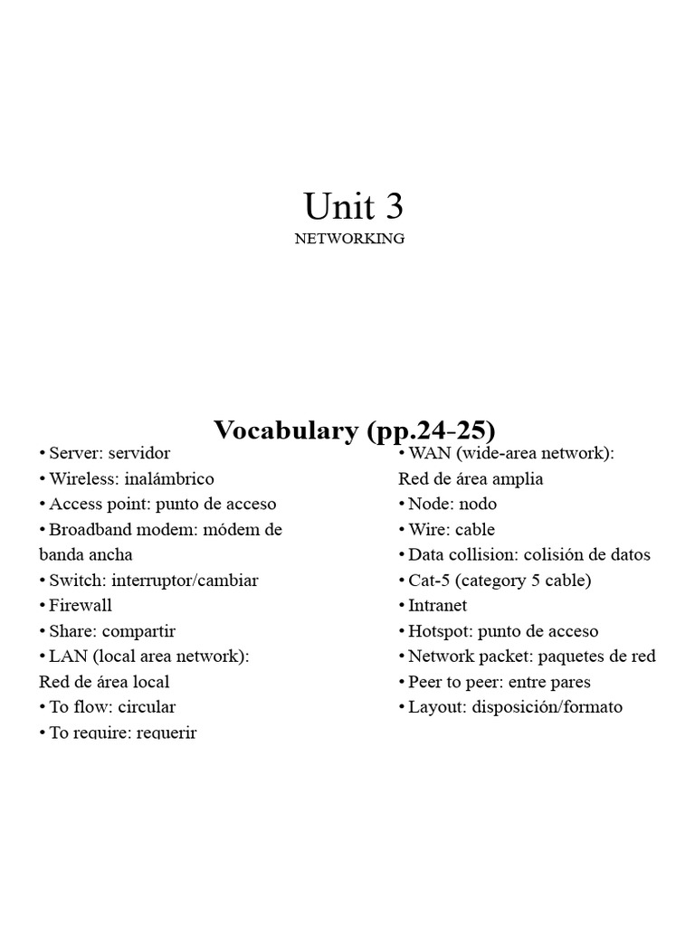 Vocabulario Networking en Inglés | PDF | Computer Network | Network Switch