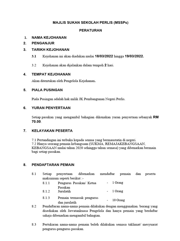 PERATURAN KEJOHANAN Ubah Suai | PDF
