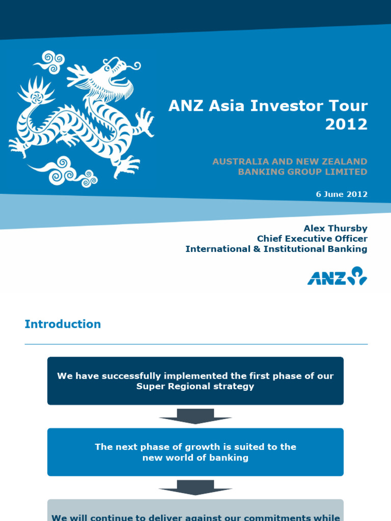 The ANZ 2012 Asia Investor Tour | PDF | Banks | Mergers And Acquisitions