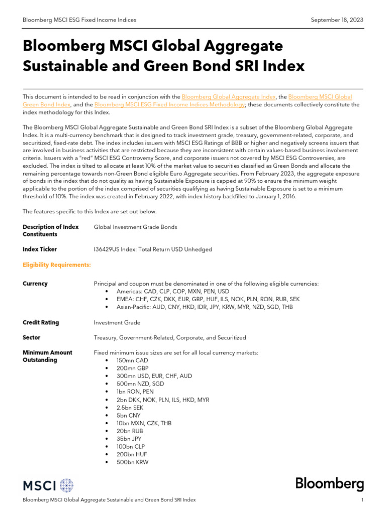 Bloomberg Methodology 36429 | PDF | Stock Market Index | Bonds (Finance)