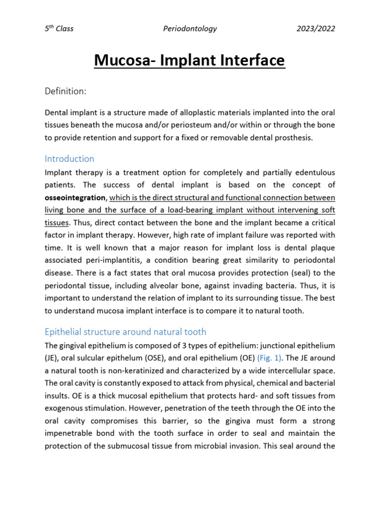 Mucosa implanting interface | Download Free PDF | Dental Implant ...