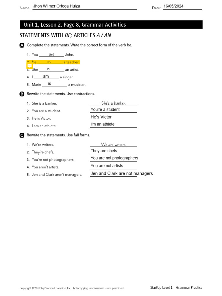 Unit 1 S Grammar Activities Finaly | PDF | Linguistic Morphology | Linguistic Typology