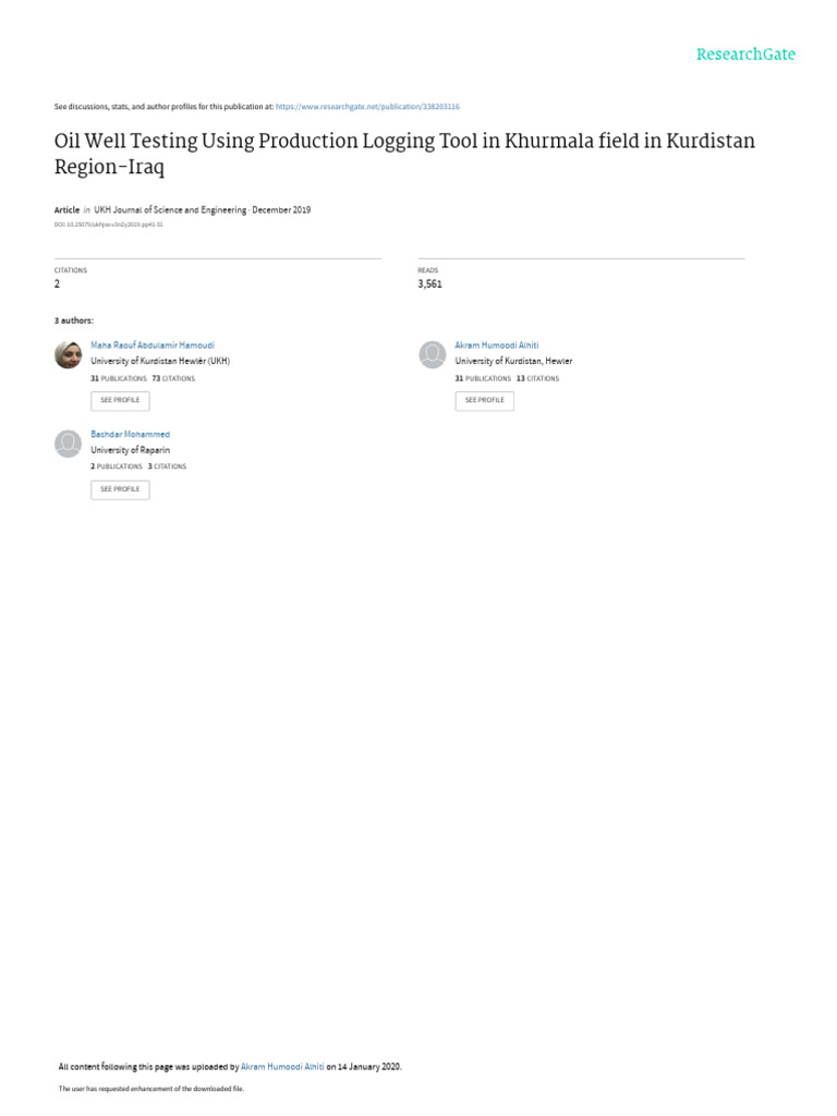 Oil Well Testing Using A Production Logging Tool | PDF | Petroleum ...