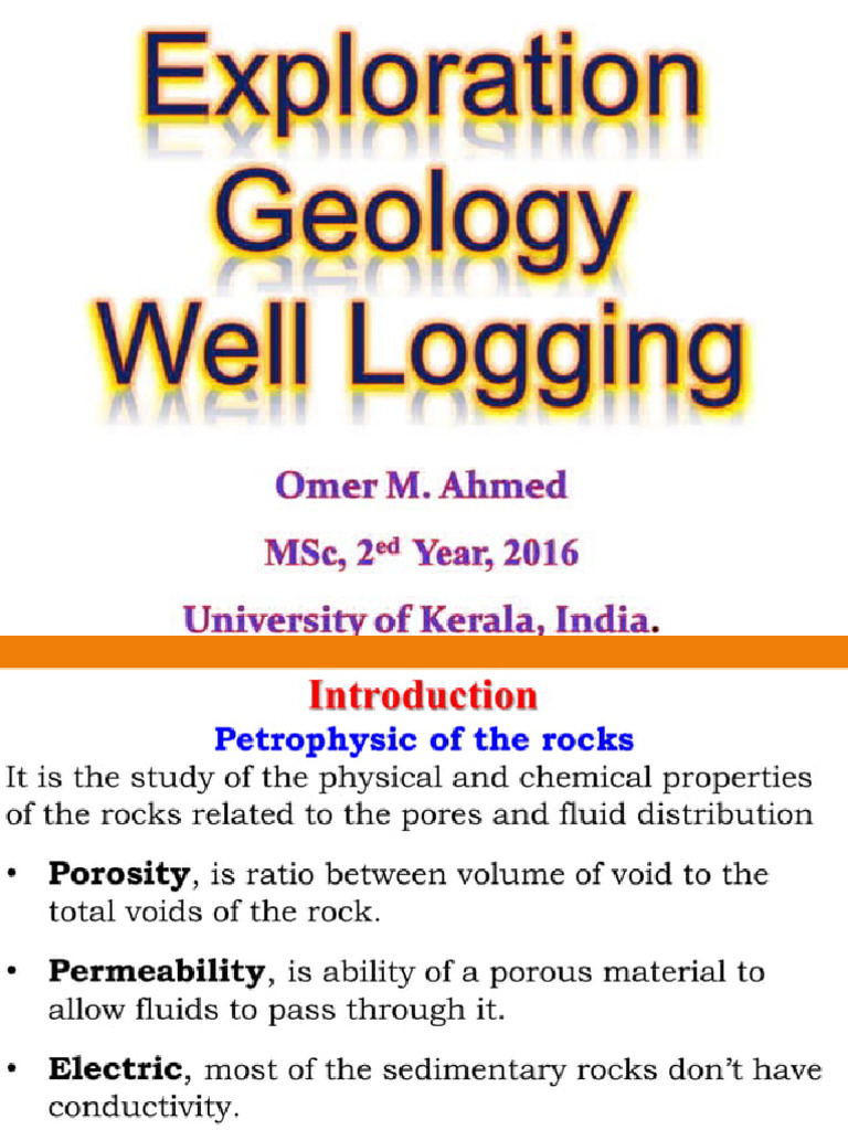 EXPLORATION GEOLOGY WELL LOGGING | PDF