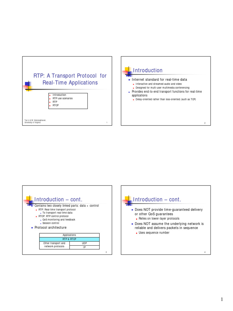 Real-Time Protocol for Multimedia | PDF | Internet Architecture ...