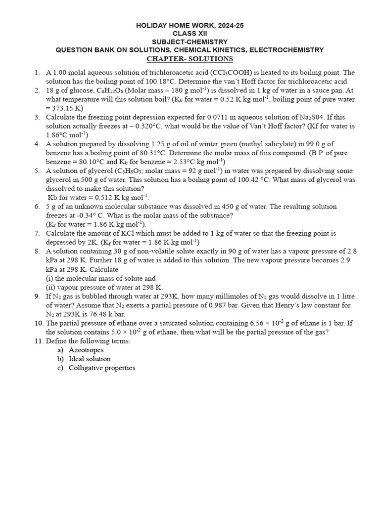 Holiday Homework Class Xii 2023-24, PDF | PDF | Scientific Phenomena ...