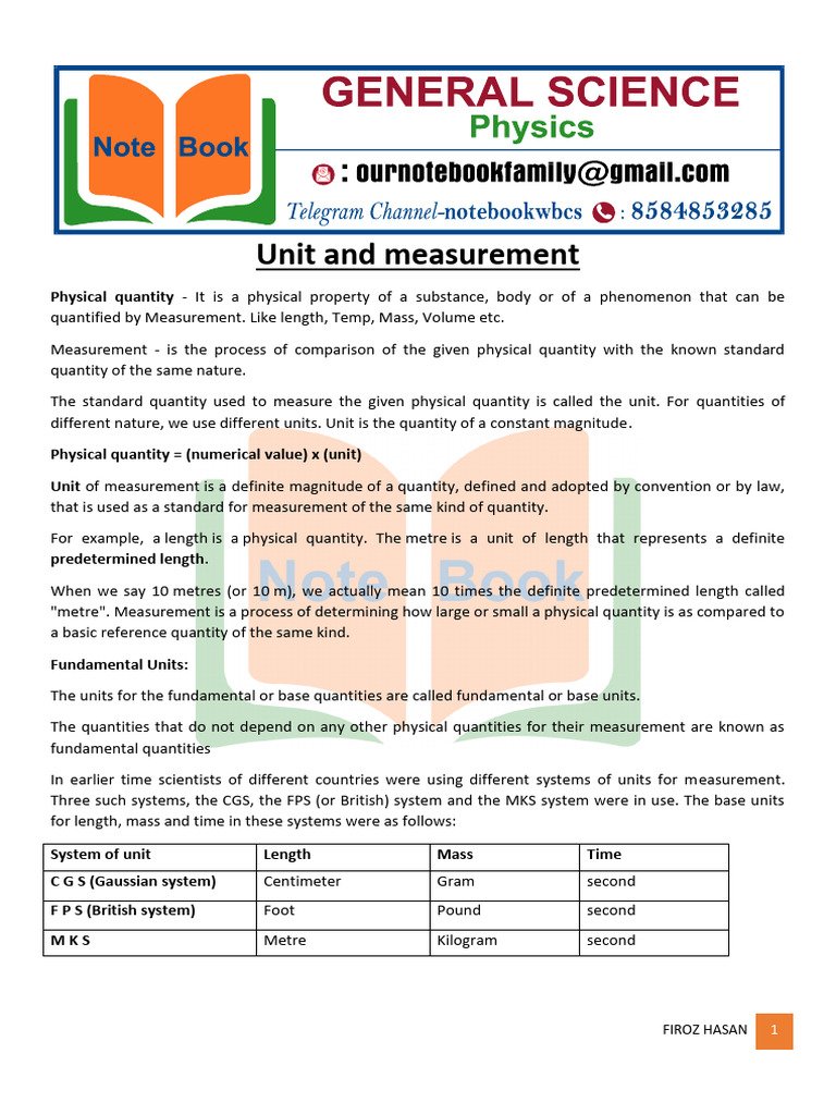 Units and Measurement | PDF | Torque | Force