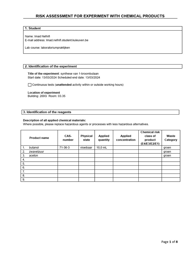 Template RA student 2024 | PDF | Toxicity | Hazards