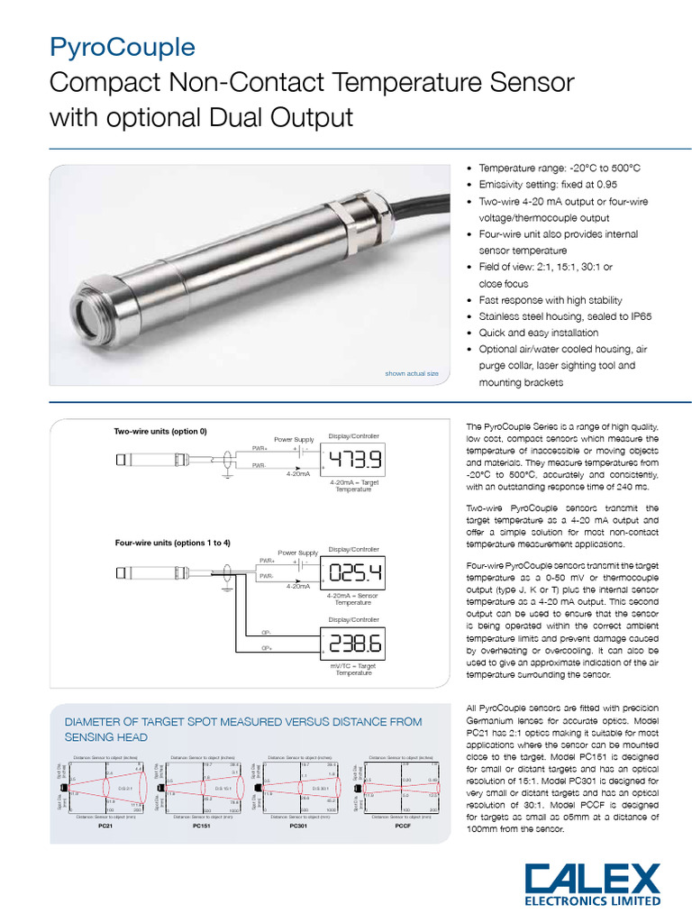 Compact Non-Contact Temperature Sensor With Optional Dual Output | PDF ...