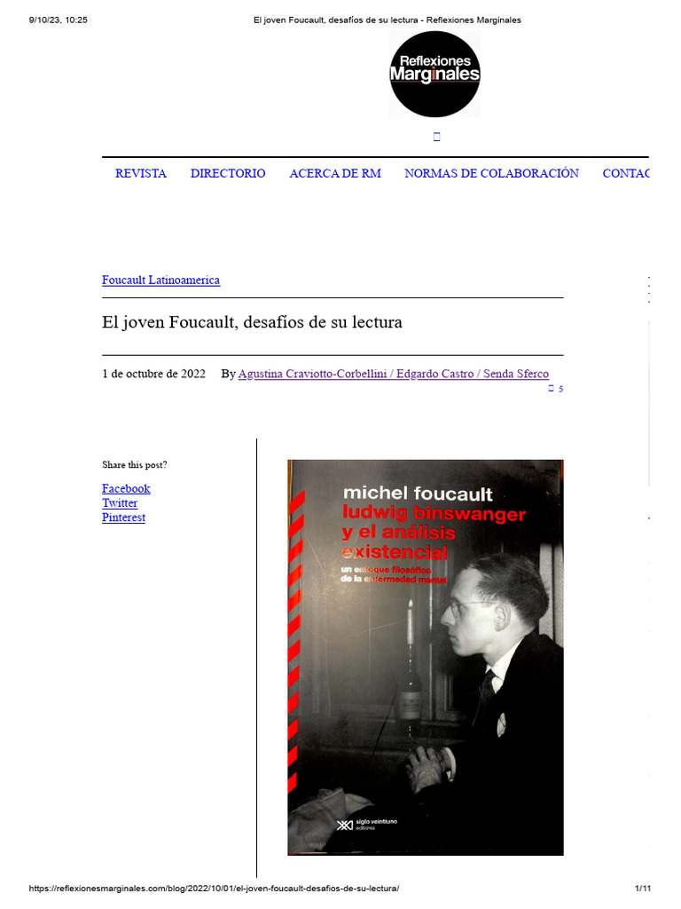 2022 El joven Foucault, desafíos de su lectura - Reflexiones Marginales | Descargar gratis PDF ...