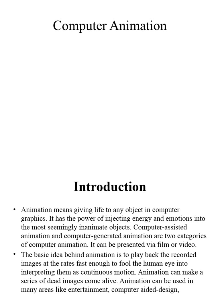 Ch. 09 Computer Animation | PDF | Computer Animation | Animation Ch. 09 Computer Animation | PDF | Computer Animation | Animation