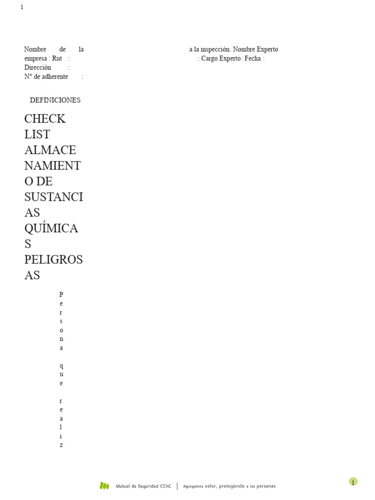 107400416+ (1) +Check+List+Almacenamiento+de+Sustancias+Quimicas+Peligrosas 1 | PDF