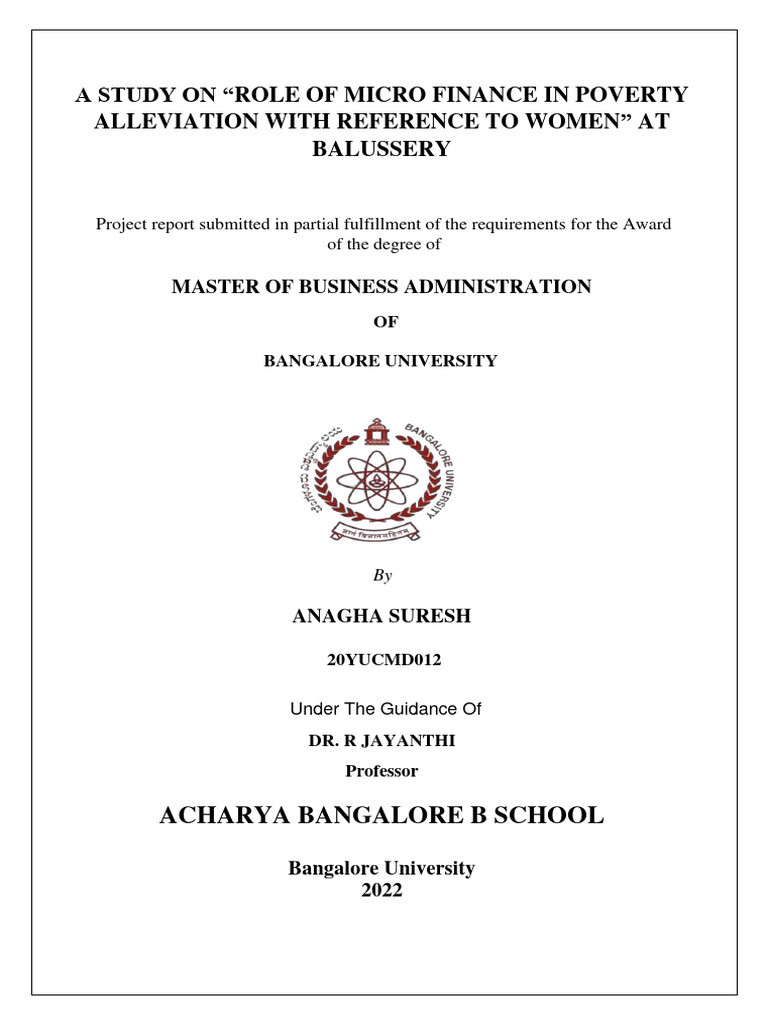 Anagha Suersh Front Page | PDF | Microfinance | Interest