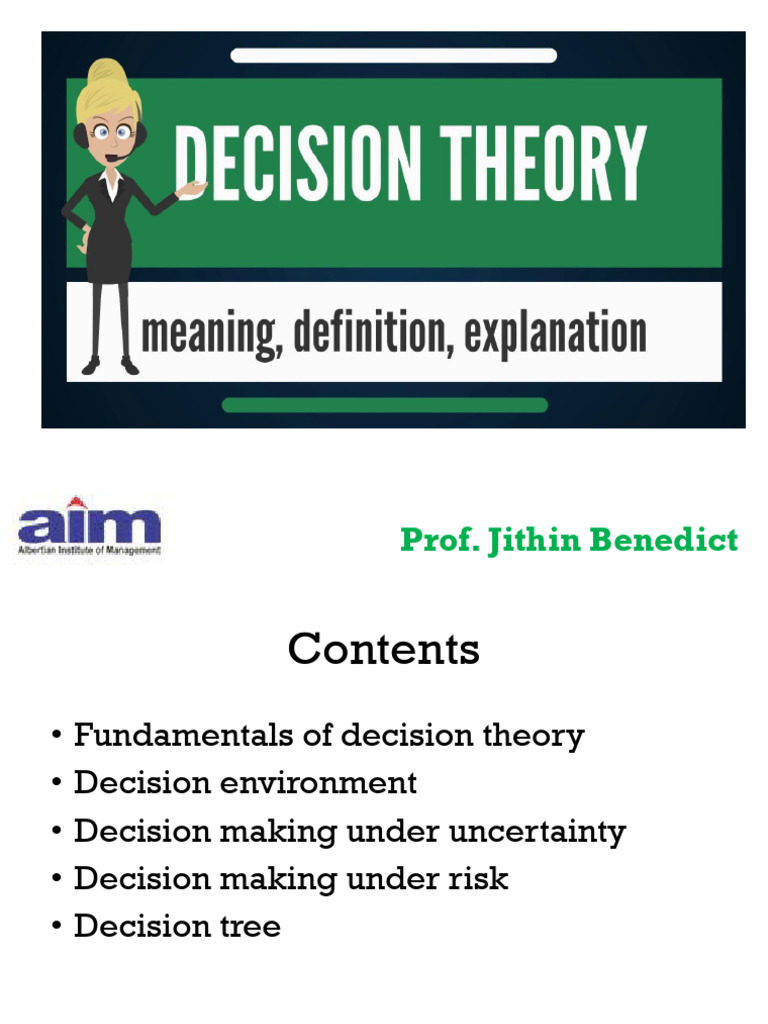 Decision Theory Intro | PDF | Decision Making | Decision Theory