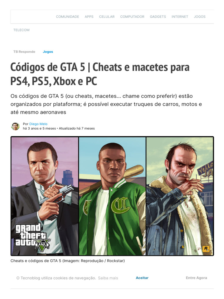 Códigos e Macetes para GTA 5 | PDF | Xbox | Informática