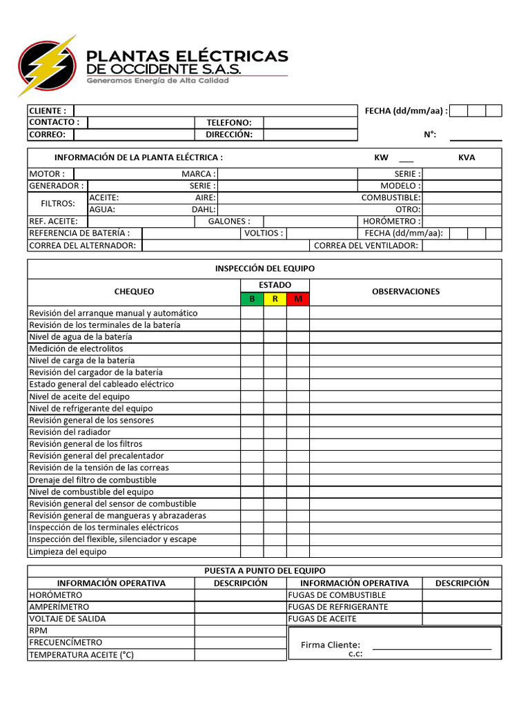 Formato Mtto Ext | PDF | Electricidad | Ingenieria Eléctrica