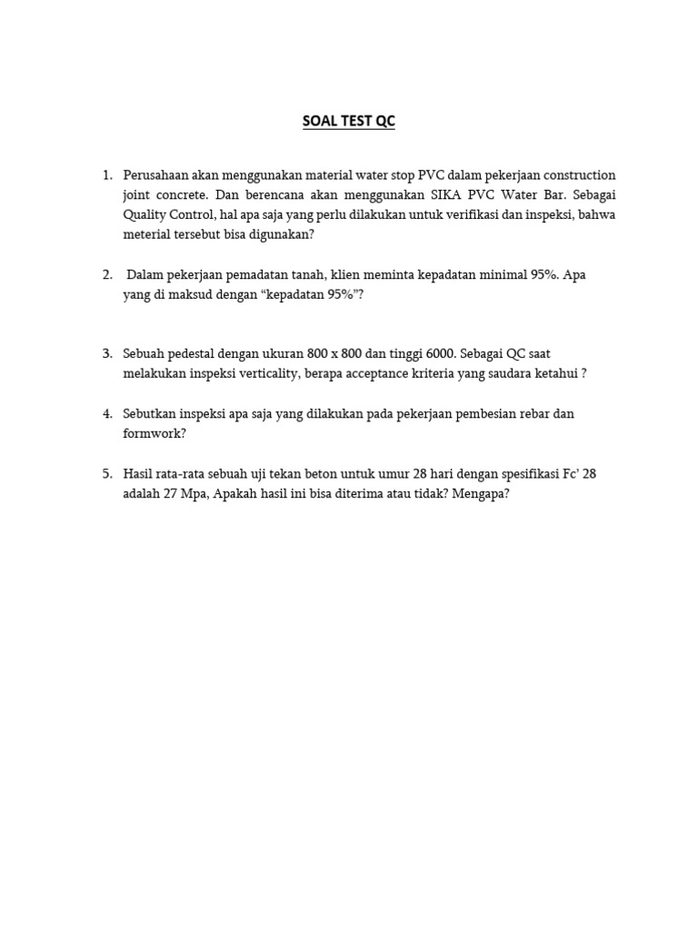 Soal QC | PDF