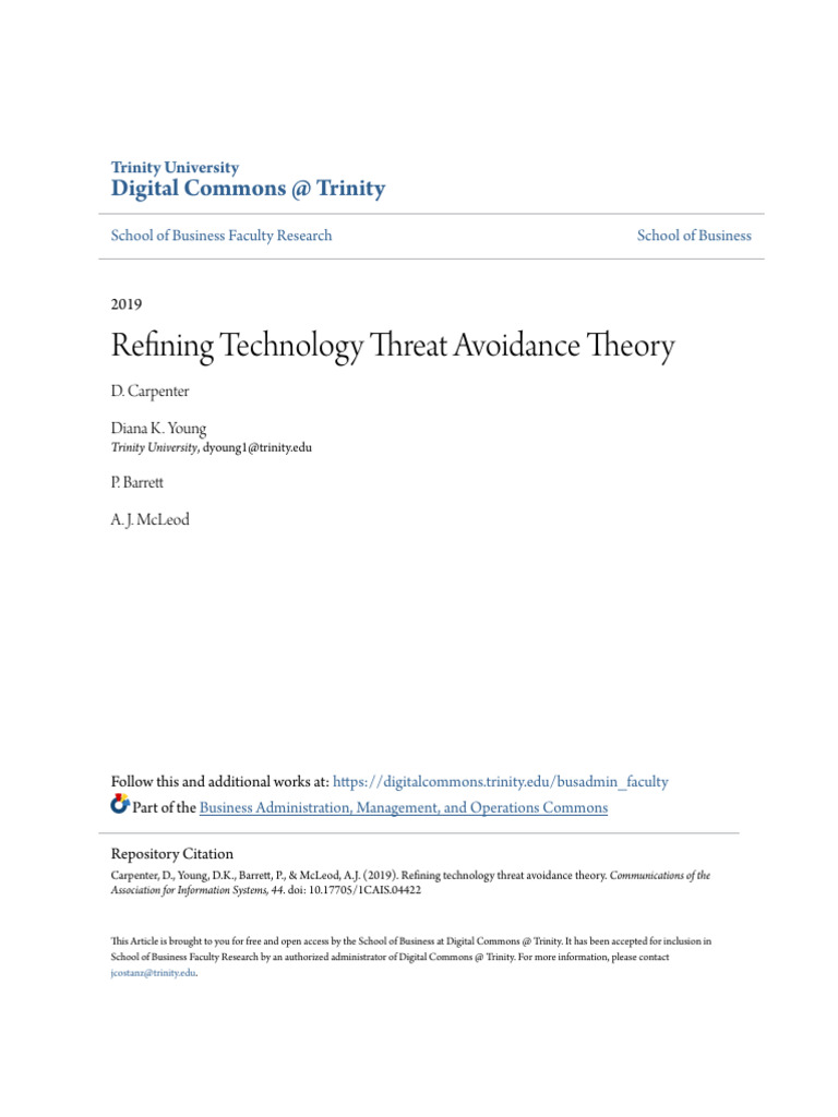 Refining Technology Threat Avoidance Theory | PDF | Computer Security ...