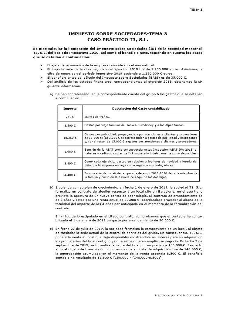 Cas Pràctic Tema 3 | Descargar gratis PDF | Contabilidad | Liquidación