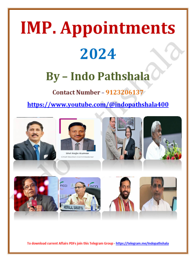 Key Appointments in India 2024 | PDF | Government Of India