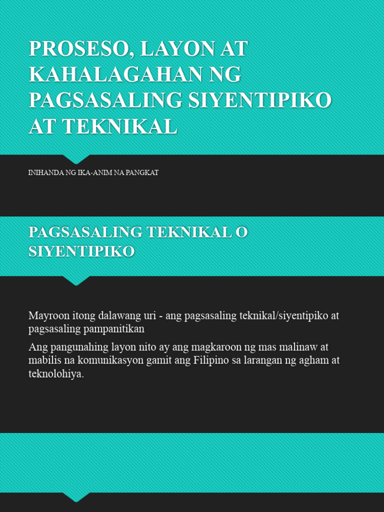 Proseso Layon at Kahalagahan NG Pagsasaling Siyentipiko | PDF