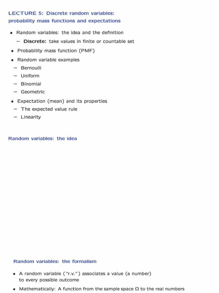 5: Discrete Random Variables: Probability Mass Functions and Expectations | Download Free PDF ...
