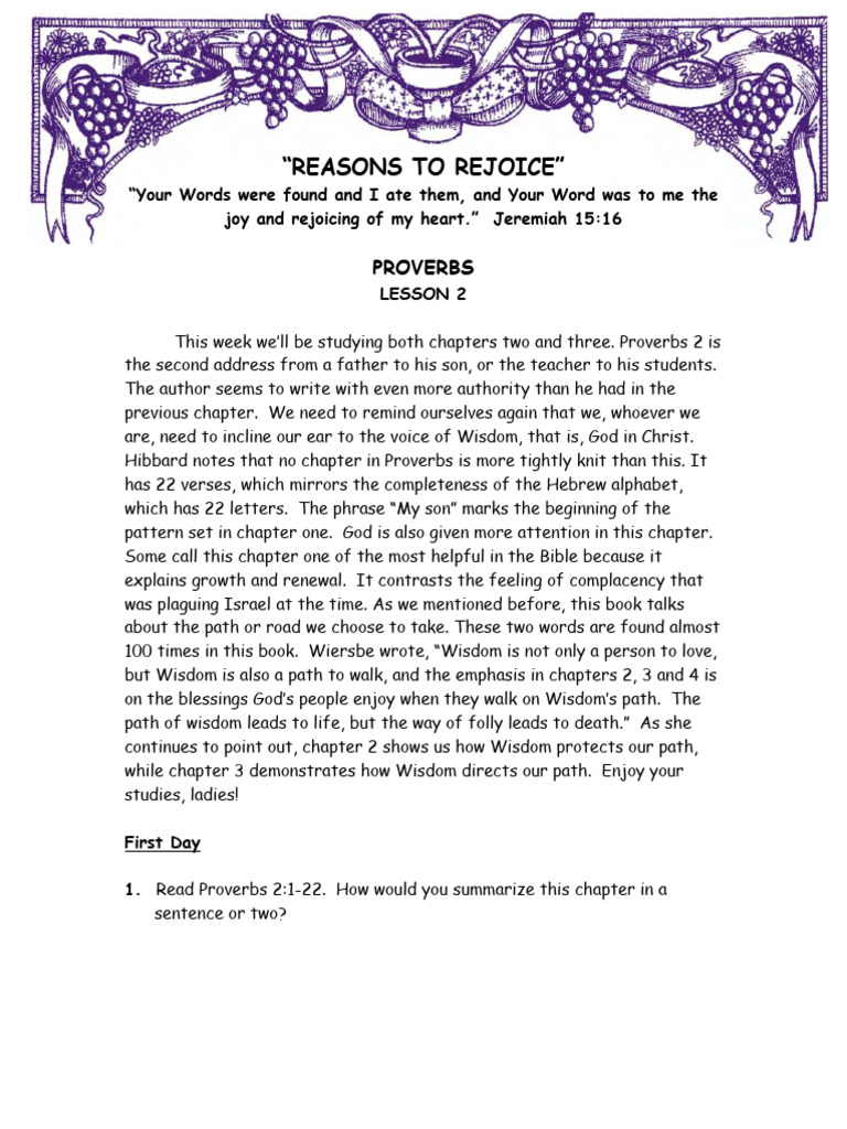 Proverbs 2 | PDF | Book Of Proverbs | Wisdom