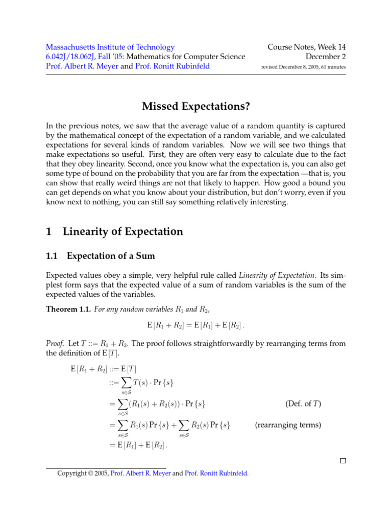 MIT Overview Basic Probability | PDF | Variance | Expected Value