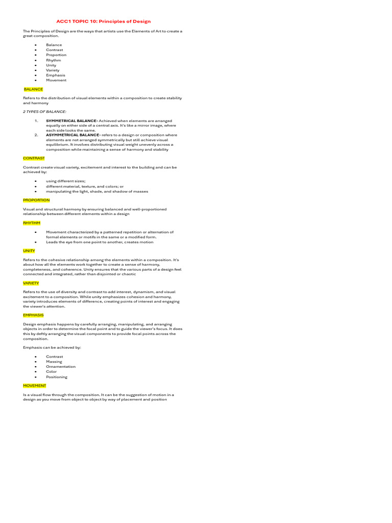 Principles of Design Explained | PDF | Composition (Visual Arts) | Vision