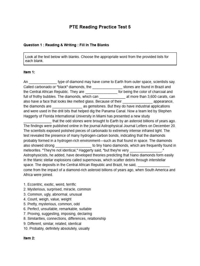 PTE Reading Practice Test 5 | PDF | Diamond | Innovation