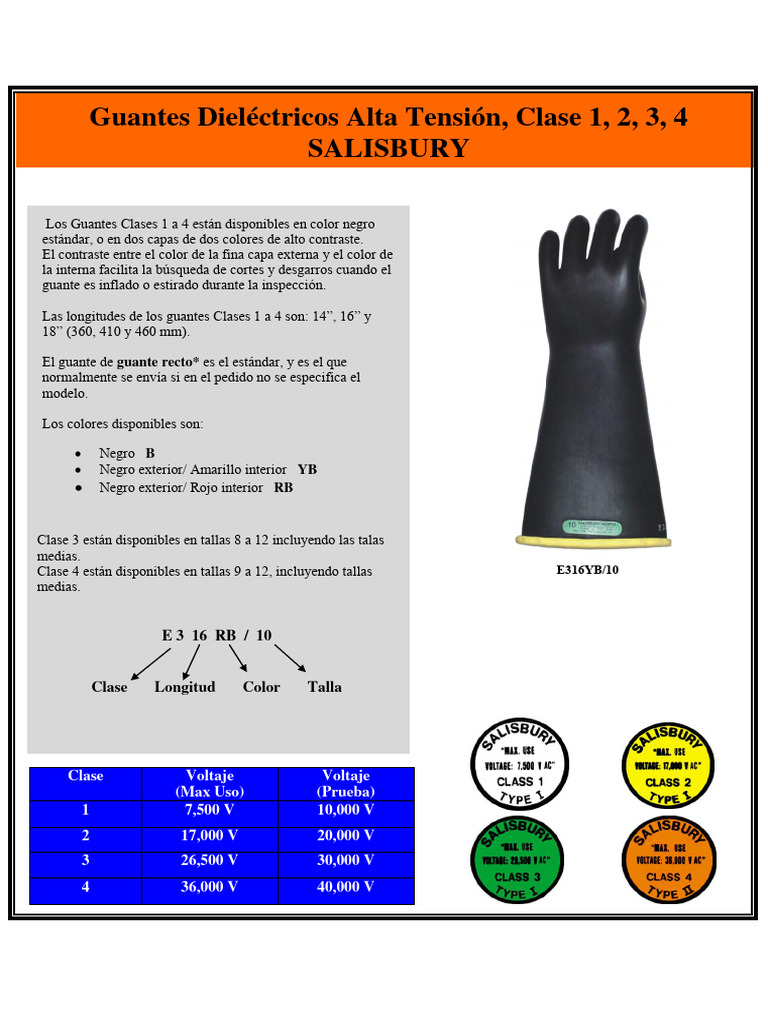 FICHA TÉCNICA GUANTE CLASE 3 SALISBURY | PDF