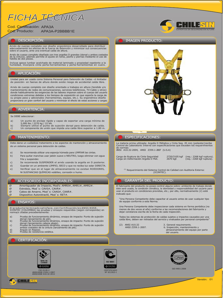 Arneses de Seguridad para Trabajos en Altura | PDF | Factores humanos y ...