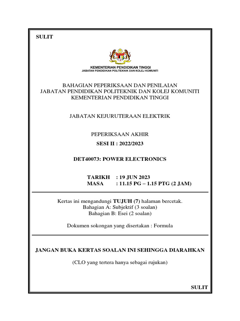 SESI II 2022 2023_DET40073 | PDF