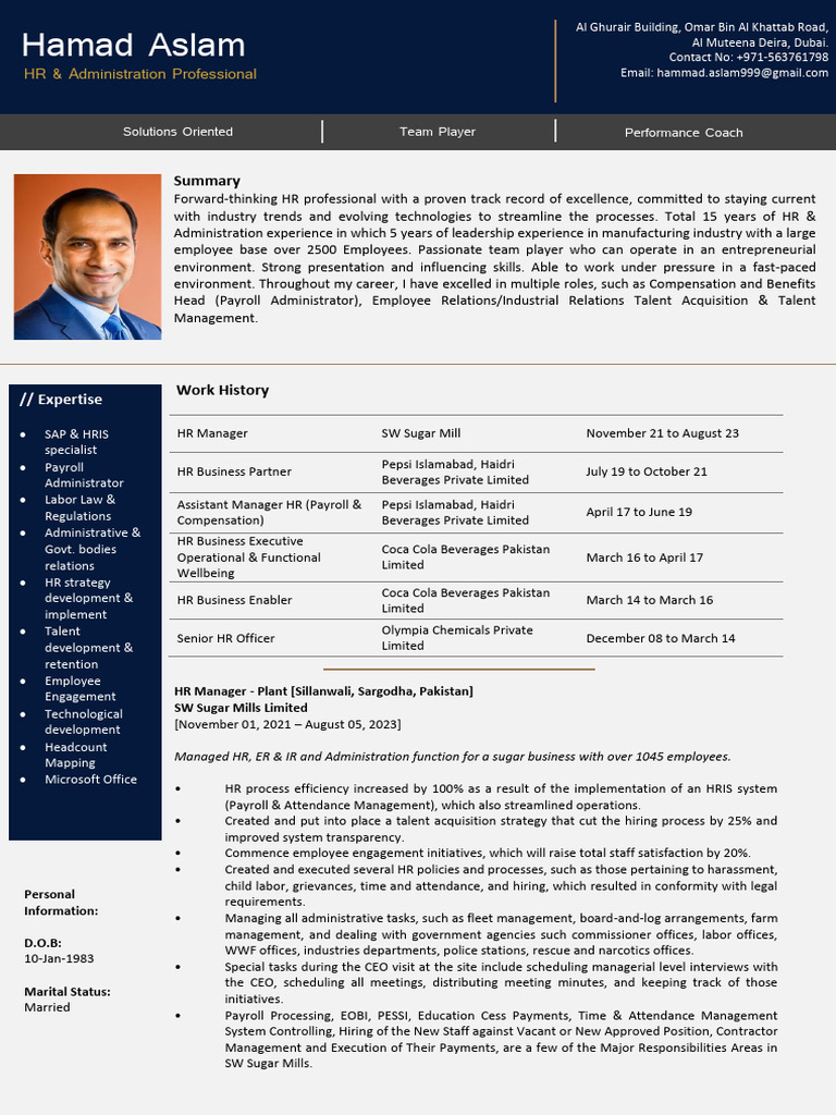 Good CV Sample | PDF | Employment | Payroll