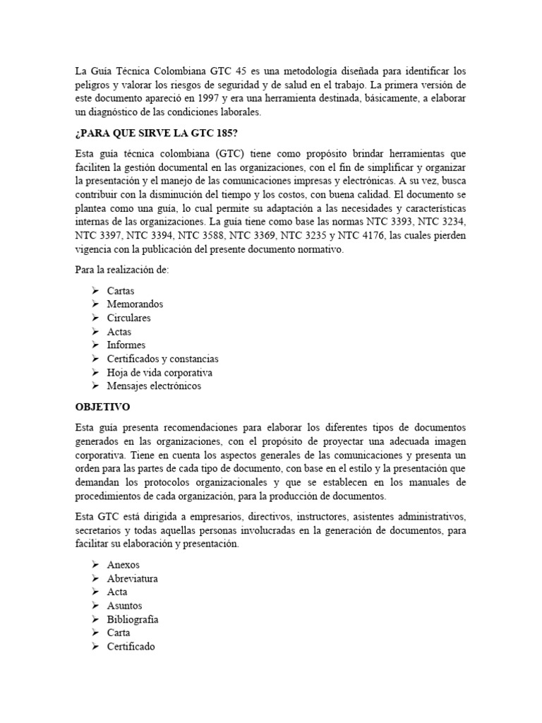 PARA QUE SIRVE LA GTC 185 | PDF