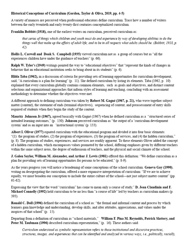 Evolution of Curriculum Definitions | PDF | Curriculum | Experience