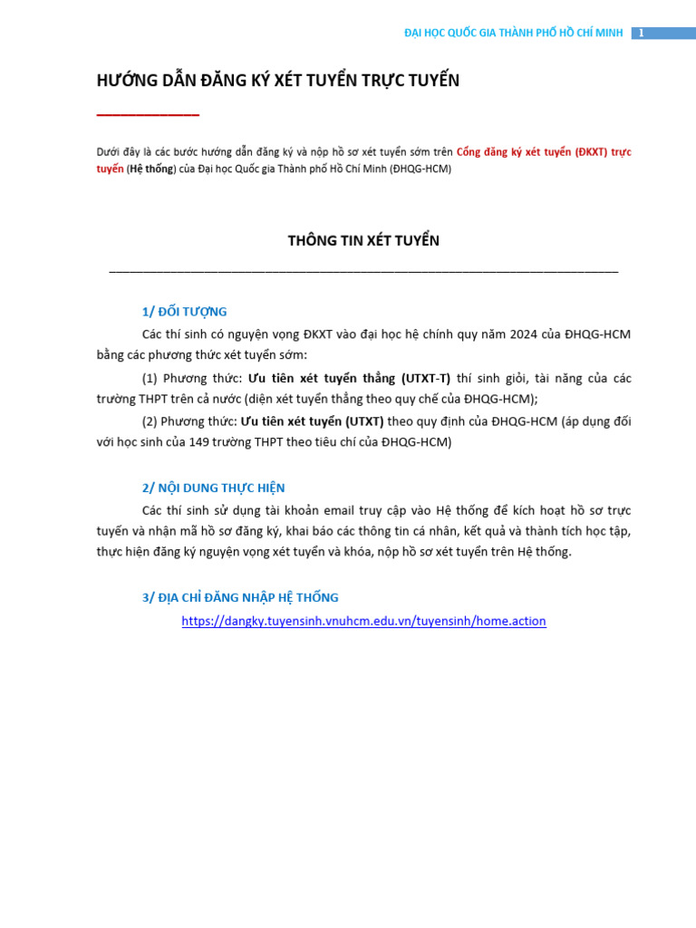 HDSD - ĐKXT - ĐHQG 2024 | PDF