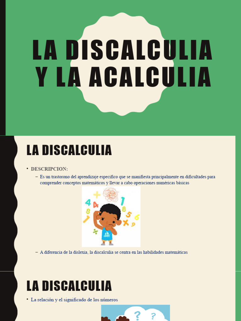 La Discalculia y La Acalculia - 031424 | PDF | Cognición | Matemáticas