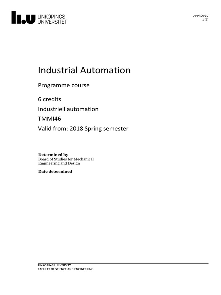 Syllabus Industrial Automation | PDF | Automation | Programmable Logic Controller