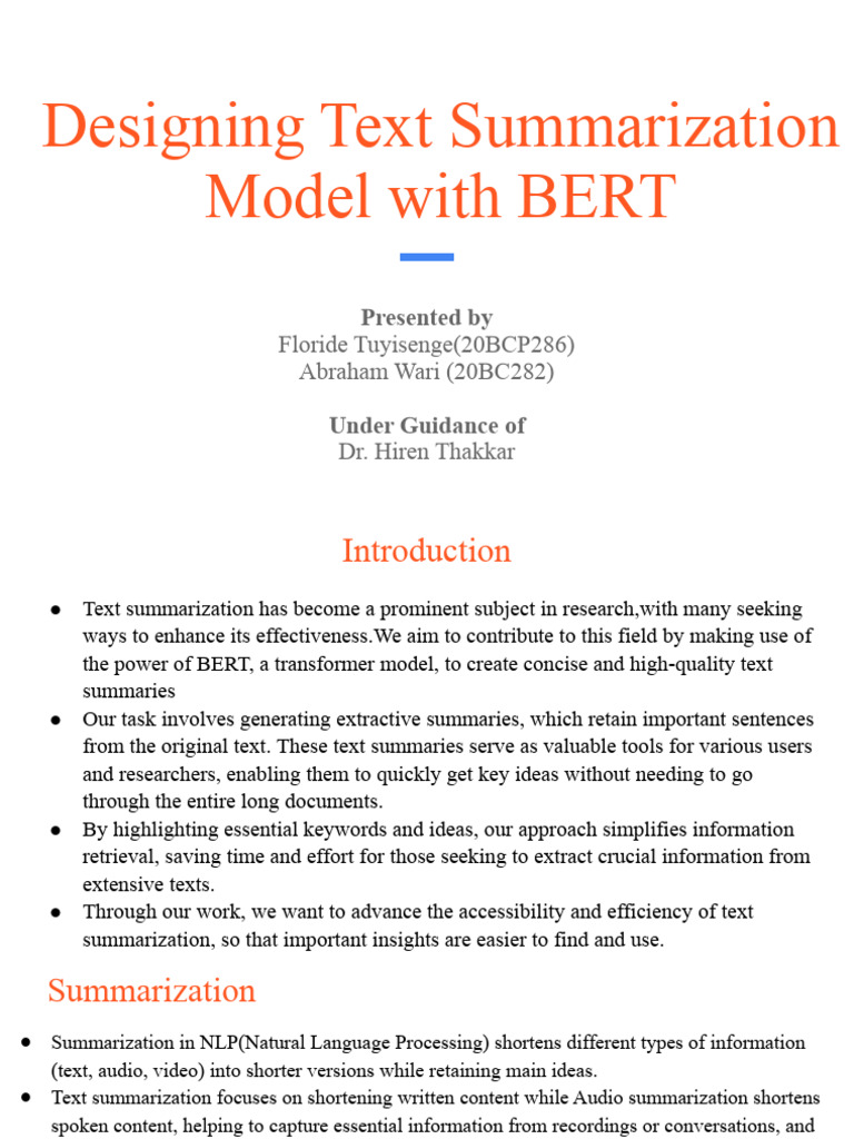 BERT Text Summarization Guide | PDF | Cognitive Science | Artificial ...