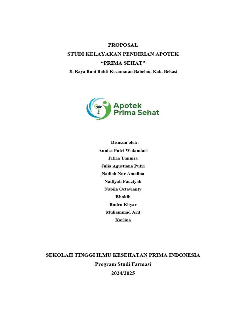 Proposal Apotek Prima Sehat | PDF | Kesehatan Holistik