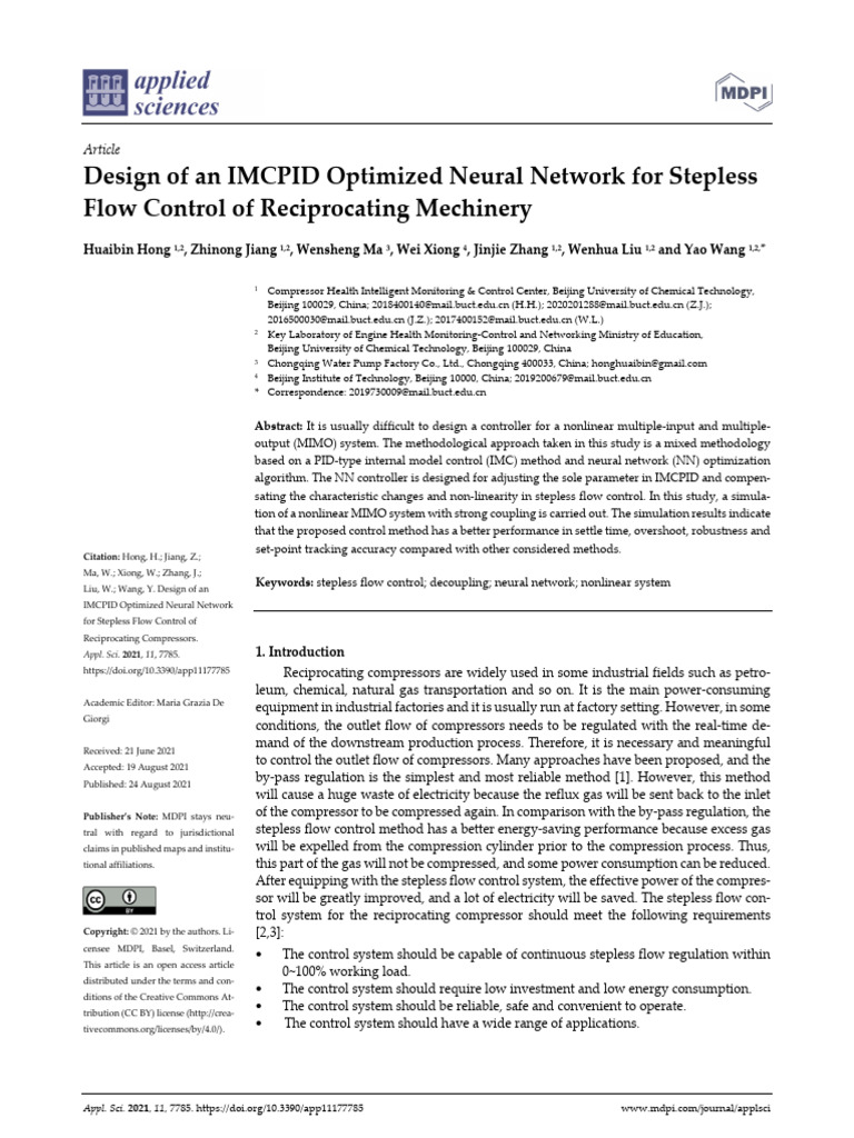 Design of an IMCPID Optimized Neural Network for S | Download Free PDF | Control Theory | Gases