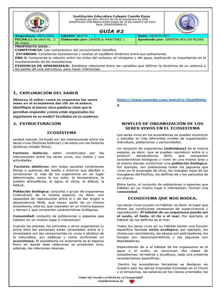 GAP P2 G2 001 Biologia 2024 | PDF | Ecosistema | Habitat